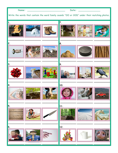 Word Family Sounds OO-OOD Worksheet | Teaching Resources