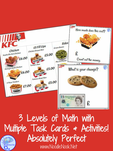 Fast Food Menu Math- KFC for Autism Units and Early Elementary ...