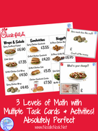 Fast Food Menu Math- Chick Fil-A for Autism Units and Early Elementary ...