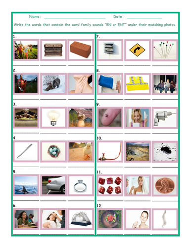 Word Family Sounds EN-ENT Worksheet | Teaching Resources