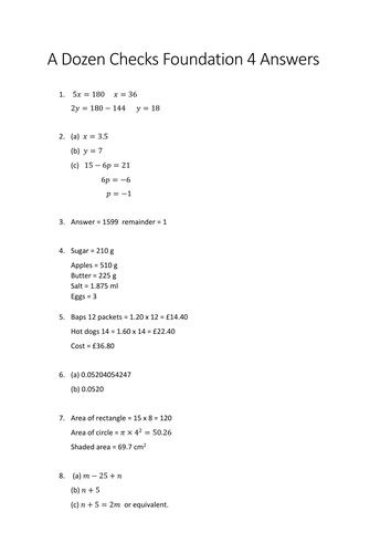 A dozen questions foundation 4&5 | Teaching Resources