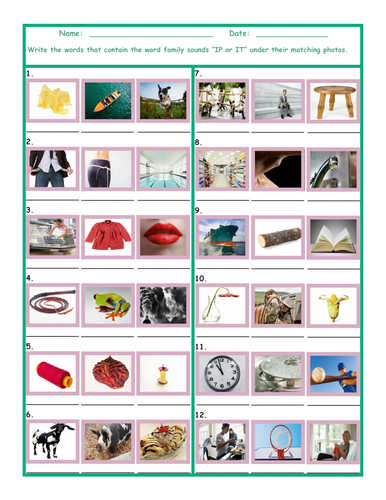 Word Family Sounds IP-IT Worksheet | Teaching Resources