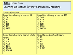 KS3 Estimation Lesson - differentiated | Teaching Resources