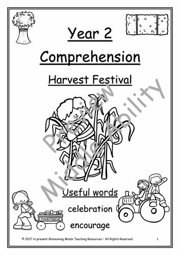 Harvest Festival comprehension Year 2 | Teaching Resources