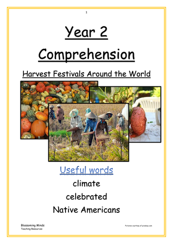 Harvest around the world Comprehension - Year 2 | Teaching Resources