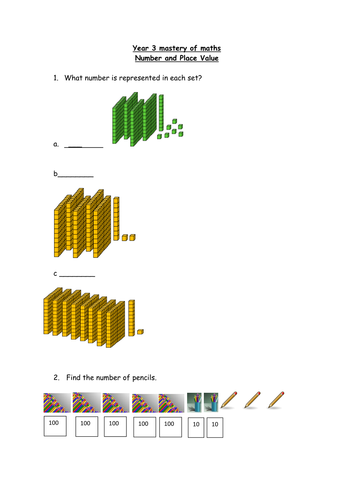 Maths mastery year 3 - Numbers and Place Value | Teaching Resources