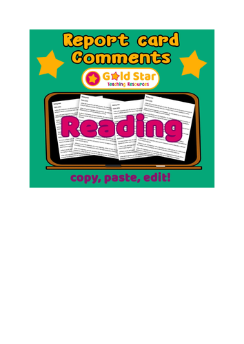 Report card comments - Reading | Teaching Resources