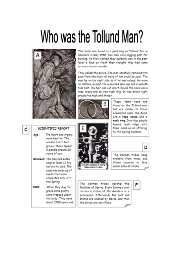 Tollund man exploration - Bog Child | Teaching Resources