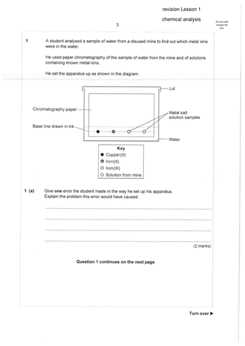 Chromatography revision lesson, PPT exam questions and worksheet on RF ...