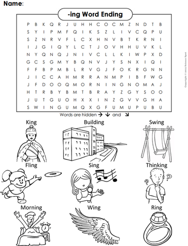 -ing Word Ending Word Search | Teaching Resources