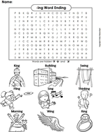 -ing Word Ending Word Search | Teaching Resources