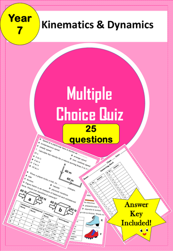 Kinematics & Dynamics Multiple choice Quiz | Teaching Resources