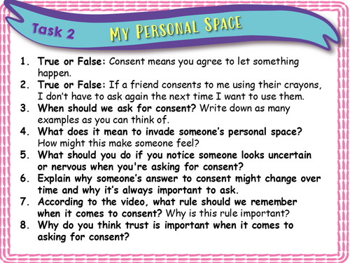 Consent + Consent Boundaries RSE PSHE | Teaching Resources