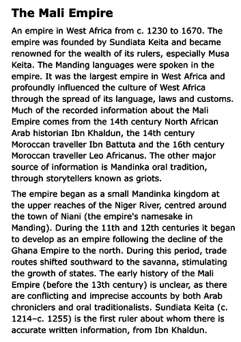 Mali Empire Handout | Teaching Resources