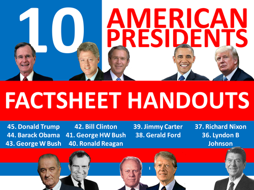 10 American Presidents Factsheet Handout Activities The USA United ...