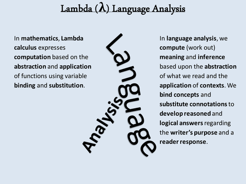 Lambda (λ) Language Analysis | Teaching Resources
