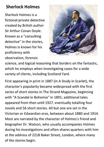Sherlock Holmes Handout | Teaching Resources