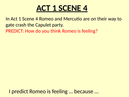 Romeo and Juliet: Act 1 Scene 4 - Annotation Questions | Teaching Resources