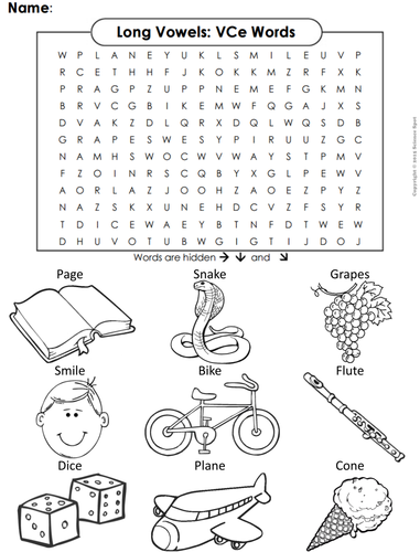 Long Vowels: VCe Words Word Search | Teaching Resources
