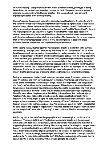 Ted Hughes - Hawk Roosting | Teaching Resources