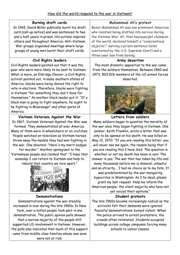 Lesson 6 - Vietnam protests | Teaching Resources
