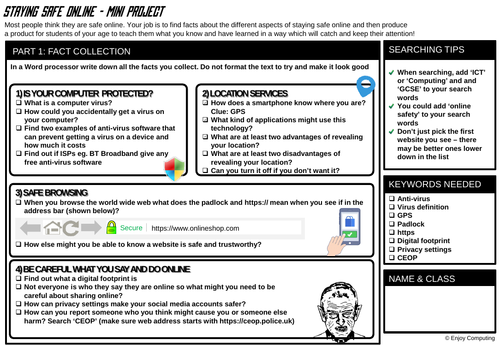 Staying Safe Online: Online Safety Mini Project | Teaching Resources