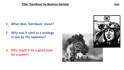 'Kamikaze' by Beatrice Garland | Teaching Resources