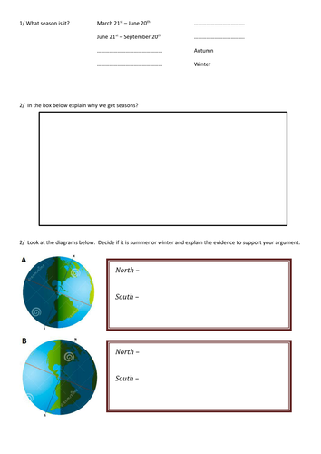 The seasons and why they occur | Teaching Resources