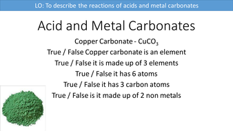Metal Carbonates and Acids full lesson with balancing equations ...