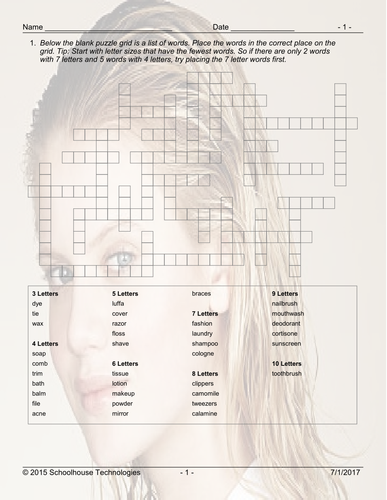 Personal Hygiene-Grooming Framework Puzzle Worksheet | Teaching Resources