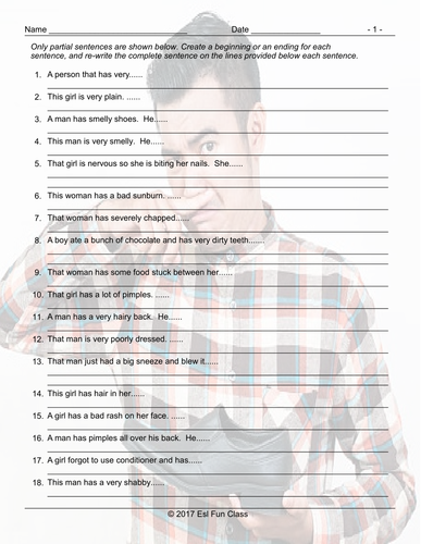 Personal Hygiene-Grooming Sentence Finishers Worksheet | Teaching Resources
