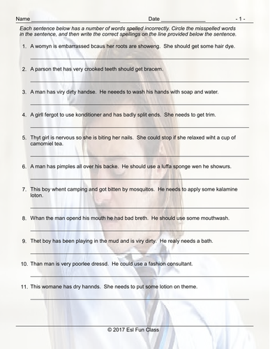Personal Hygiene-Grooming Spelling Hunt Worksheet | Teaching Resources