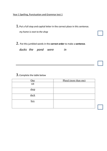 KS1 SPAG Assessments for the whole curriculum year | Teaching Resources