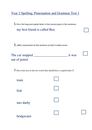KS1 SPAG Assessments for the whole curriculum year | Teaching Resources