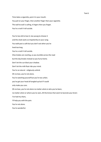 Unseen Poetry Using Song Lyrics | Teaching Resources