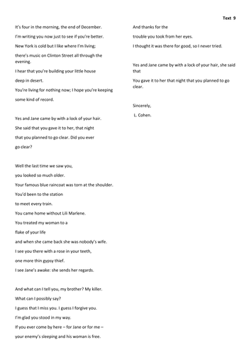 Unseen Poetry Using Song Lyrics | Teaching Resources