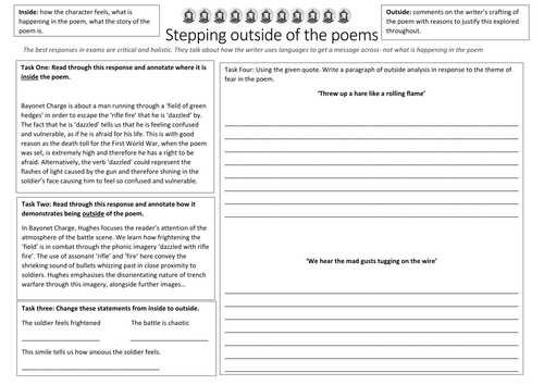 Stepping outside of poems- AQA comparing poetry skills | Teaching Resources
