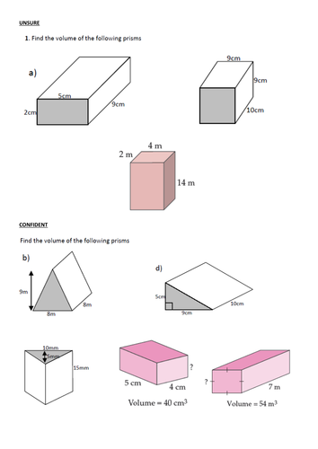 Volume of a Prism | Teaching Resources