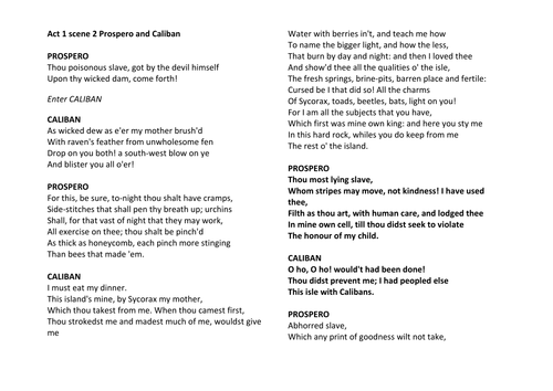Prospero and Ariel's relationship in THe Tempest | Teaching Resources