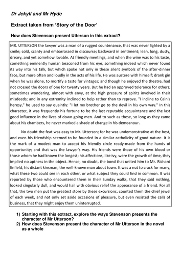 Three Jekyll and Hyde questions and extracts (AQA) | Teaching Resources