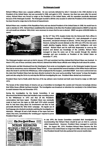 The Watergate Scandal | Teaching Resources The Watergate Scandal | Teaching Resources