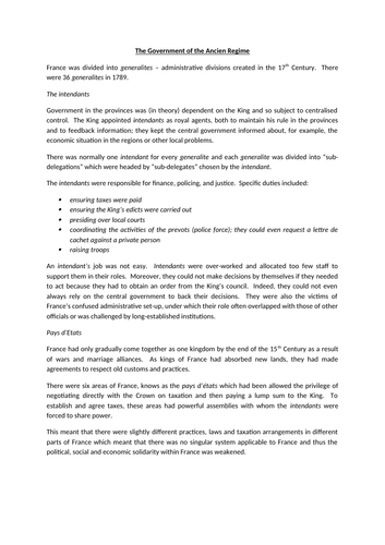 The Government and Administration of Pre-Revolutionary France ...