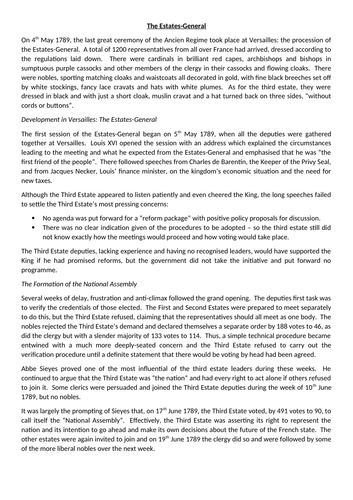 The Estates-General, Formation of the National Assembly and the Tennis ...