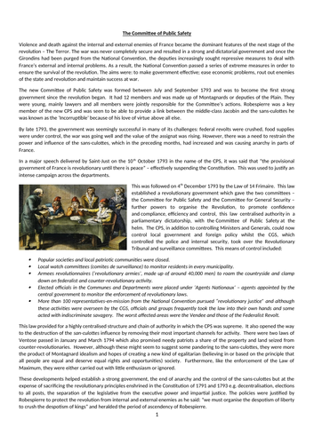 The Law of 14 Frimaire: The Committee of Public Safety | Teaching Resources