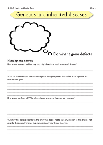 Health and Social Care - Inherited diseases | Teaching Resources