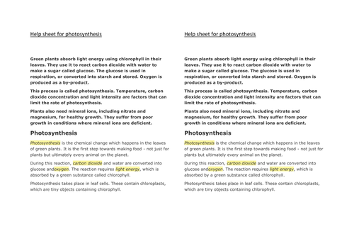 KS3 Photosynthesis | Teaching Resources