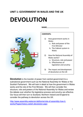 WJEC AS Government and Politics 2017 specification Unit 1 topic ...