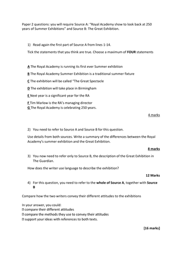 AQA Paper 2 Victorian non fiction assessment | Teaching Resources