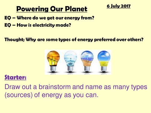 Energy; powering our planet | Teaching Resources