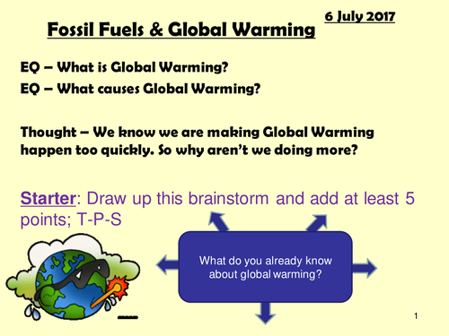 Energy; Fossil Fuels, Global Warming & Renewables | Teaching Resources